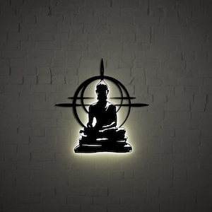 Buddha Metal Wall Sign, Hindu Wall Art, Yoga Studio Decor, Meditation ...