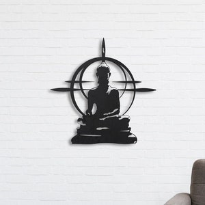 Buddha Metal Wall Sign, Hindu Wall Art, Yoga Studio Decor, Meditation ...