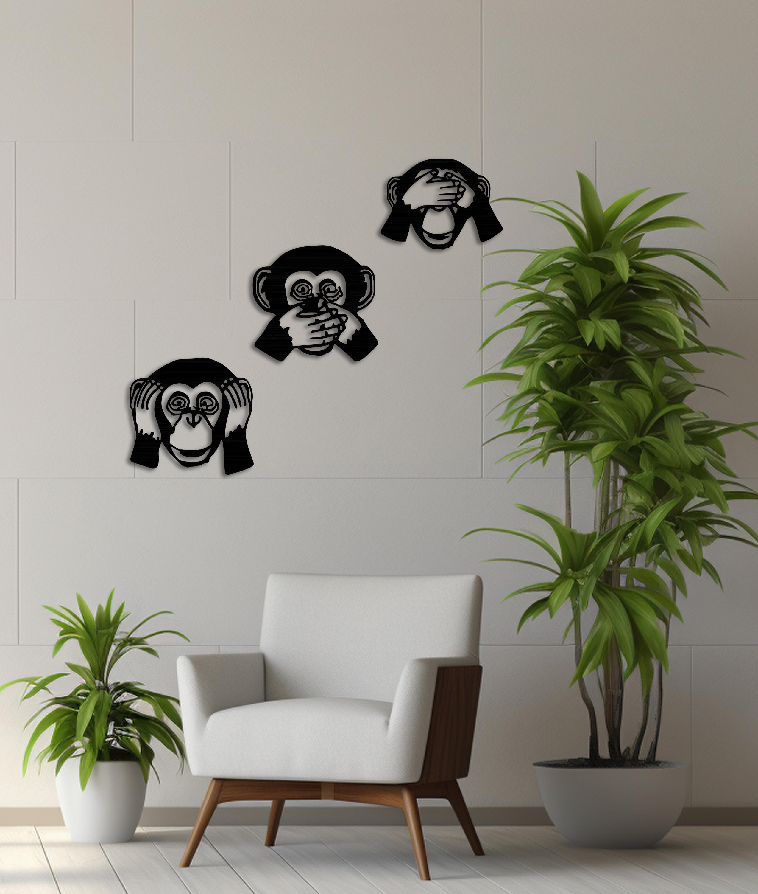 Three Wise Monkeys Metal Wall Decor: Philosophy Art - Etsy