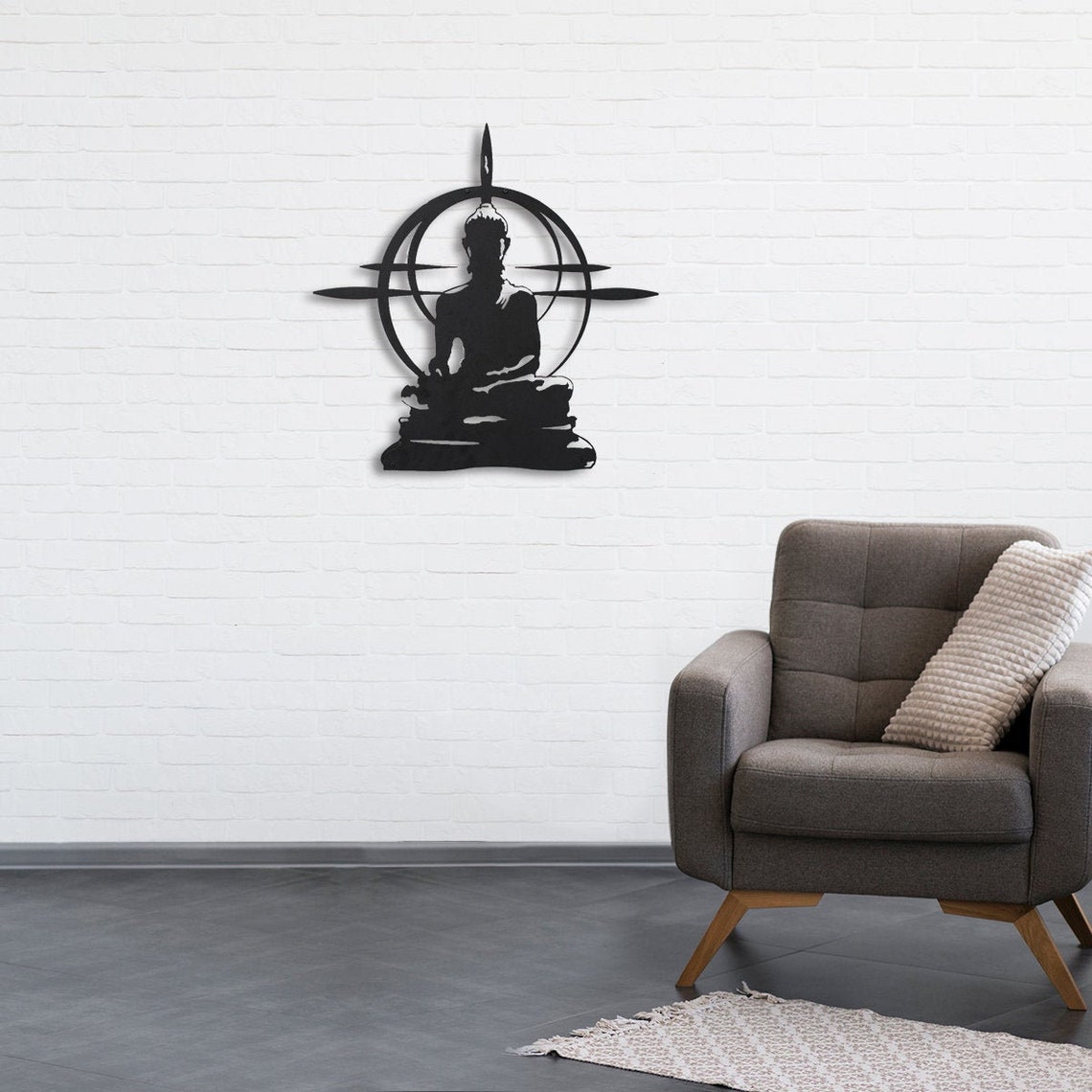 Buddha Metal Wall Sign, Hindu Wall Art, Yoga Studio Decor, Meditation ...