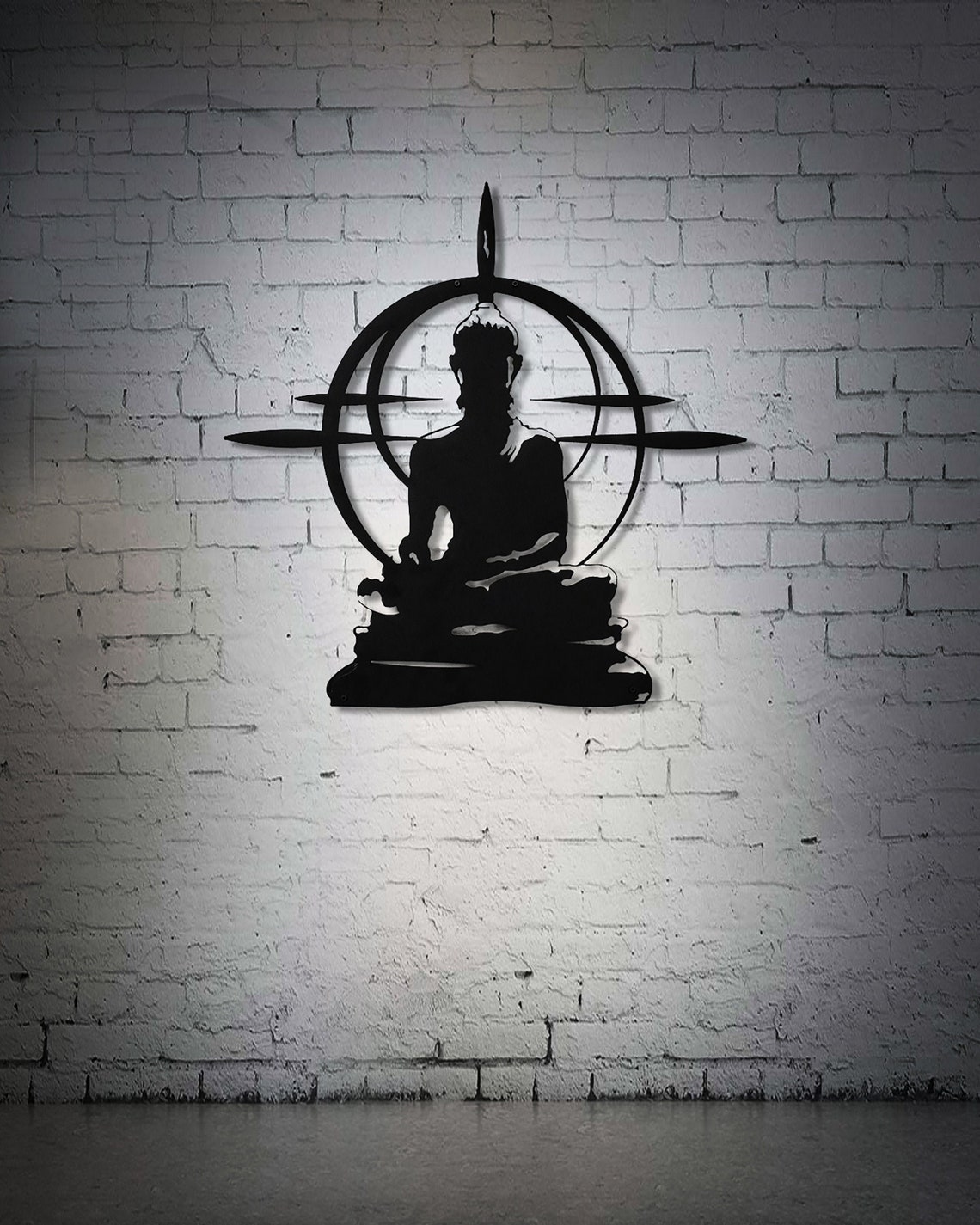 Buddha Metal Wall Sign, Hindu Wall Art, Yoga Studio Decor, Meditation ...