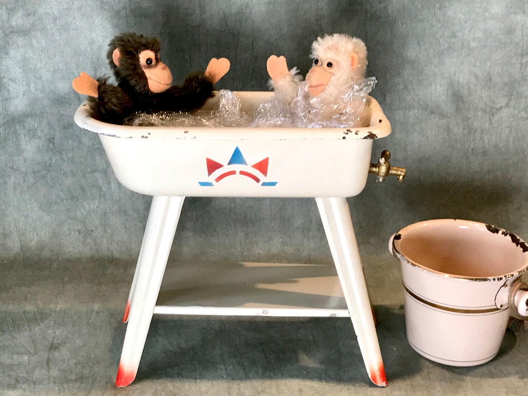 Antique German Doll House Tin Bath Tub on a Stand - Etsy
