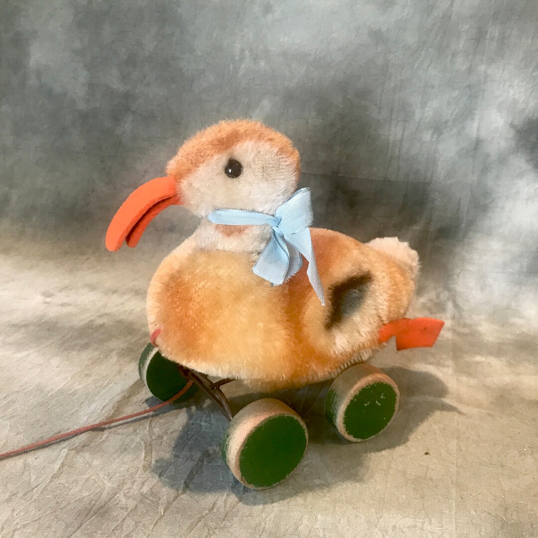 Steiff Duck on Wheels With Button - Etsy