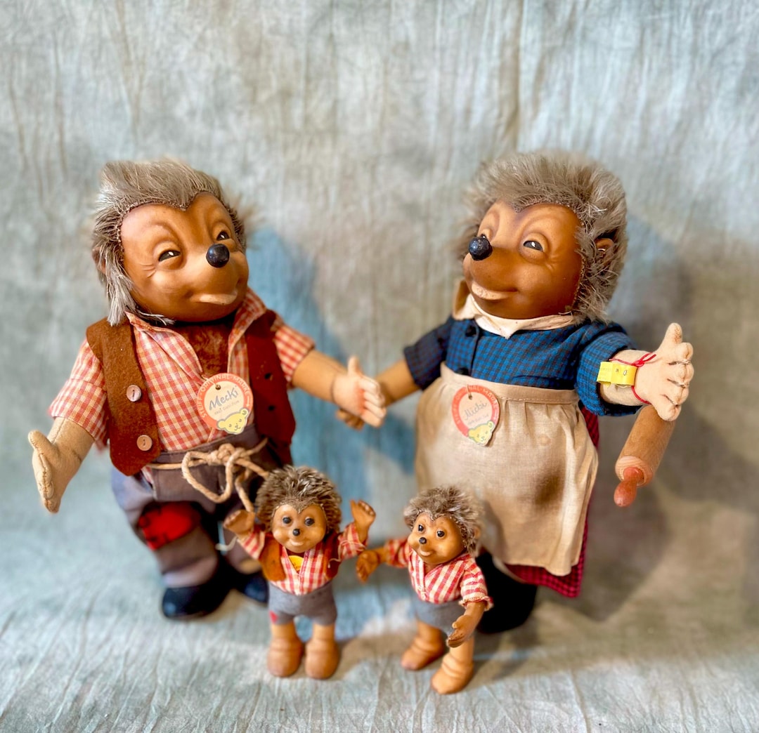 BIG Steiff Mecki and Micki With Their Grandsons, Steiff Hedgehog Doll ...