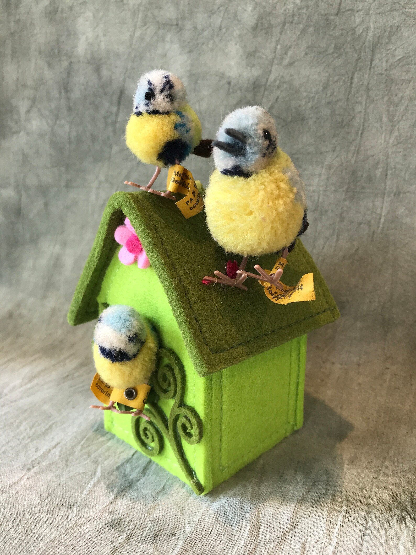 3x Steiff Wool Birds Blue Tits All With Button and Flag + Felt ...