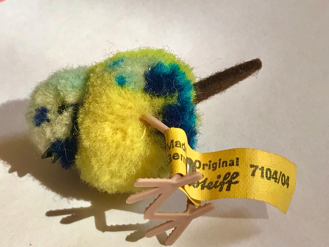 3x Steiff Wool Birds Blue Tits All With Button and Flag + Felt ...