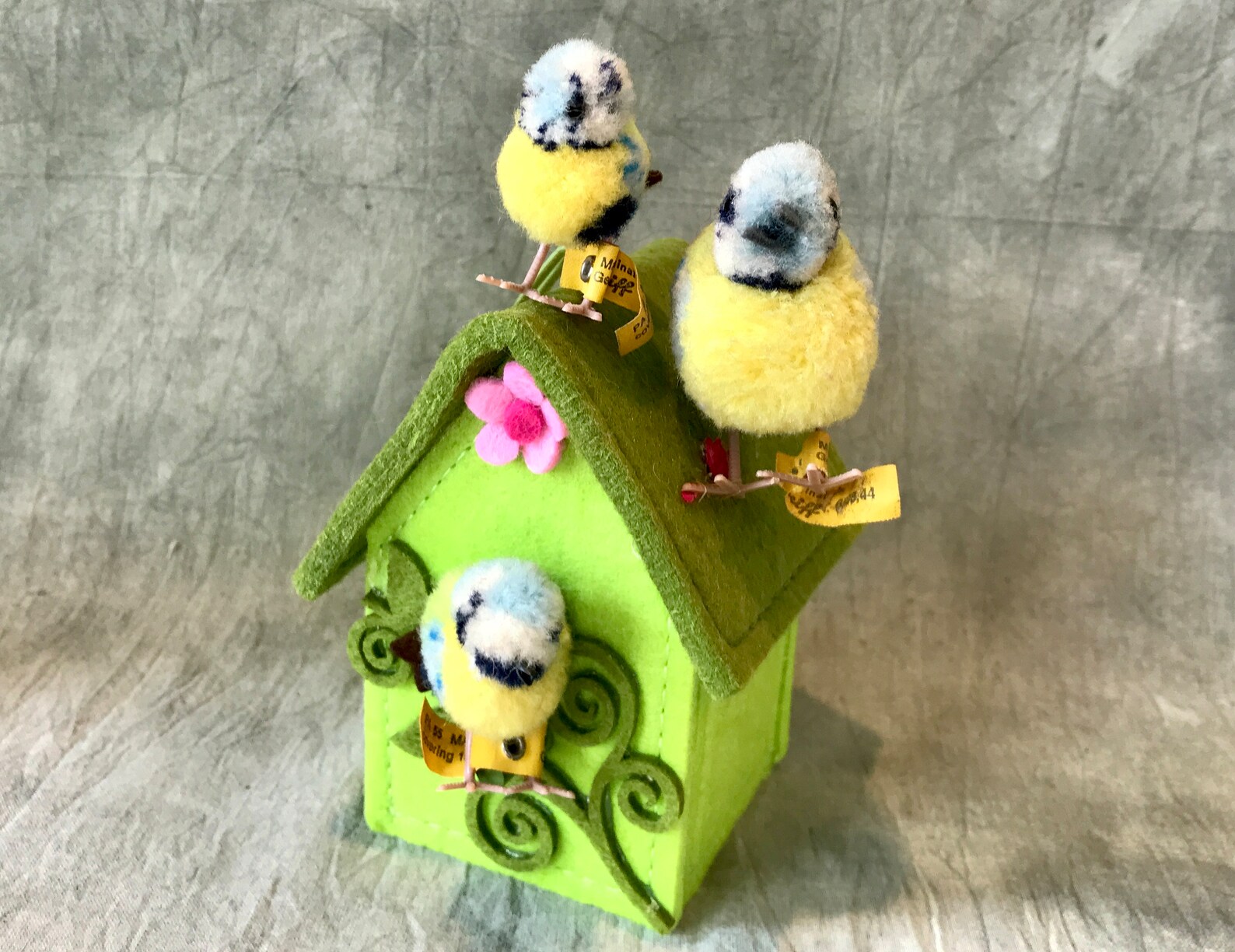 3x Steiff Wool Birds Blue Tits All With Button and Flag + Felt ...
