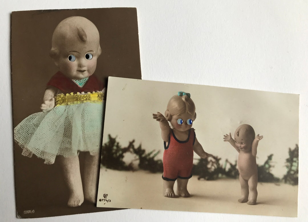 Two Antique Real Photo Kewpie Doll Postcards With GLASS Eyes 1910 - Etsy