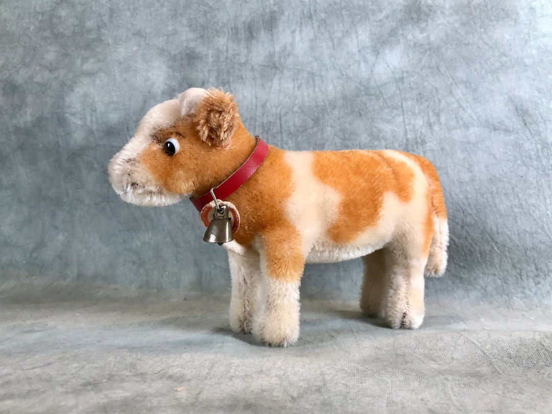 Vintage Steiff Mohair Cow Bessy: 12cm, With Collar, Bell and Name Tag ...