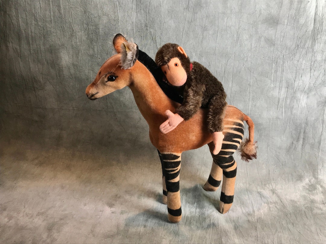 Steiff Okapi 11 With Button and Monkey Friend - Etsy