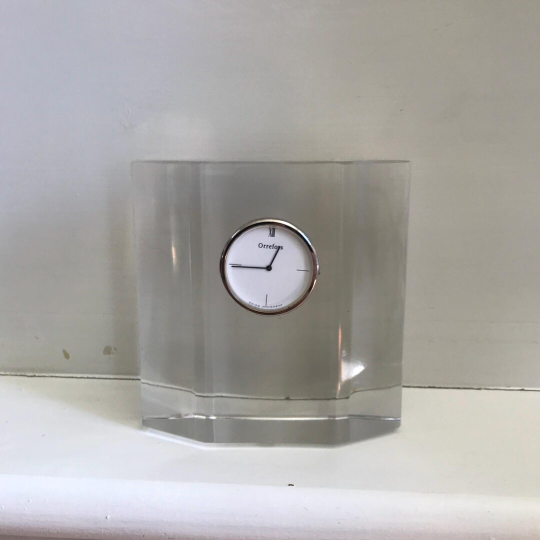 Vintage Orrefors Swedish Crystal Table Clock Signed Rare Find! - Etsy