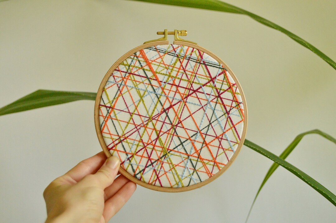 Colorful Line Art 6" or 8", Hand Embroidery in Hoop, Abstract Wall ...