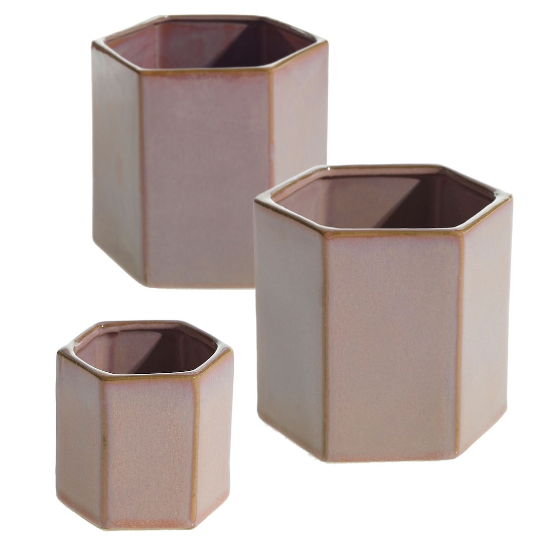 Pink Hexagon Pot - Small 3", Medium 5.25", or Large 7.25" - Etsy