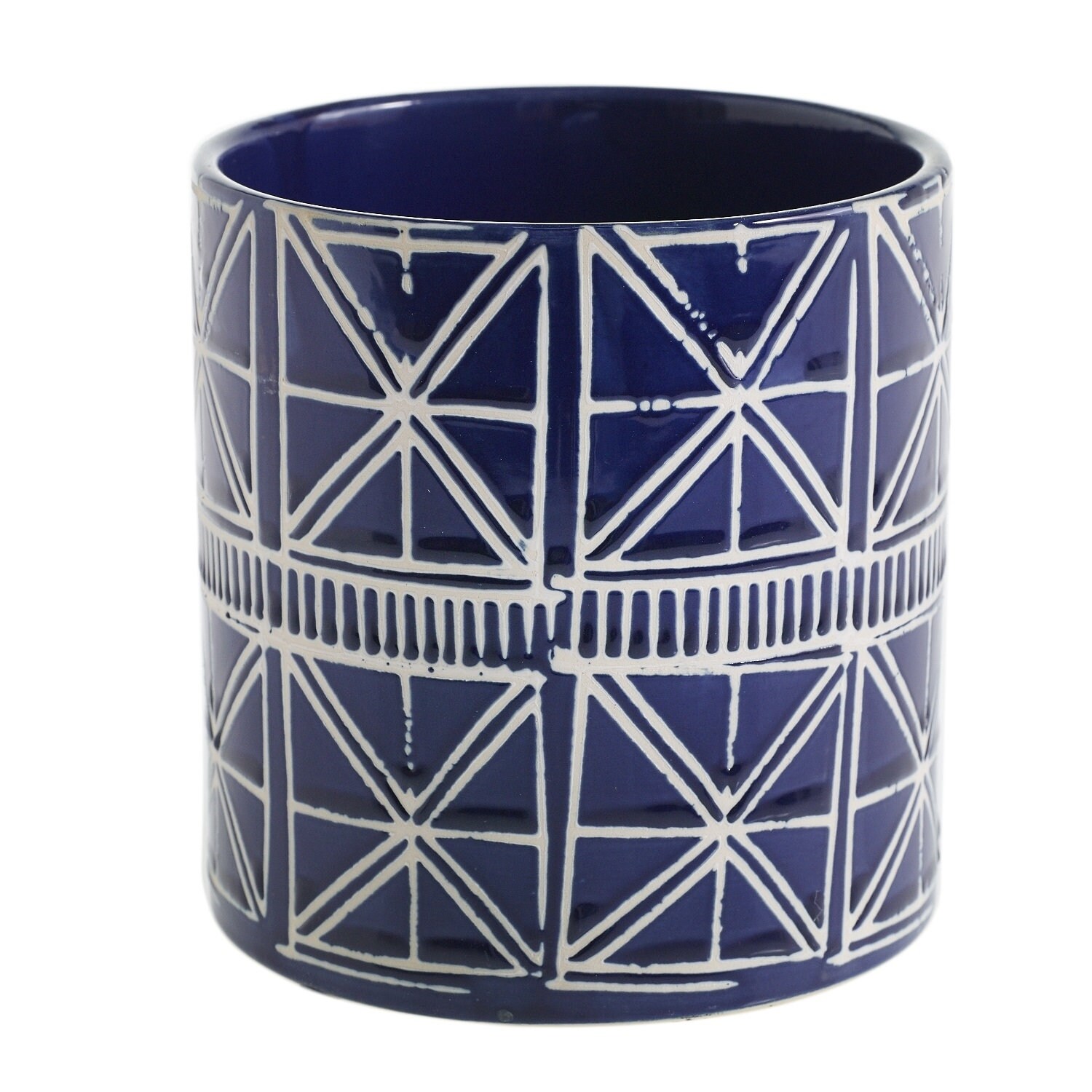 Geometric Pot Blue or Brown Small 5 or Large | Etsy