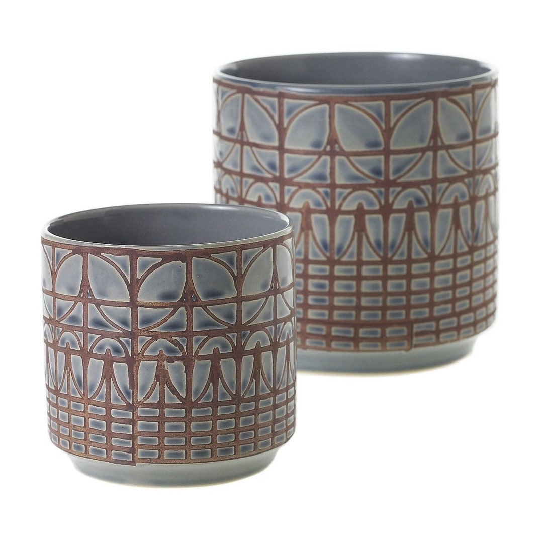 Grey Stamped Pot Small 4.5 or Large 6.5 - Etsy