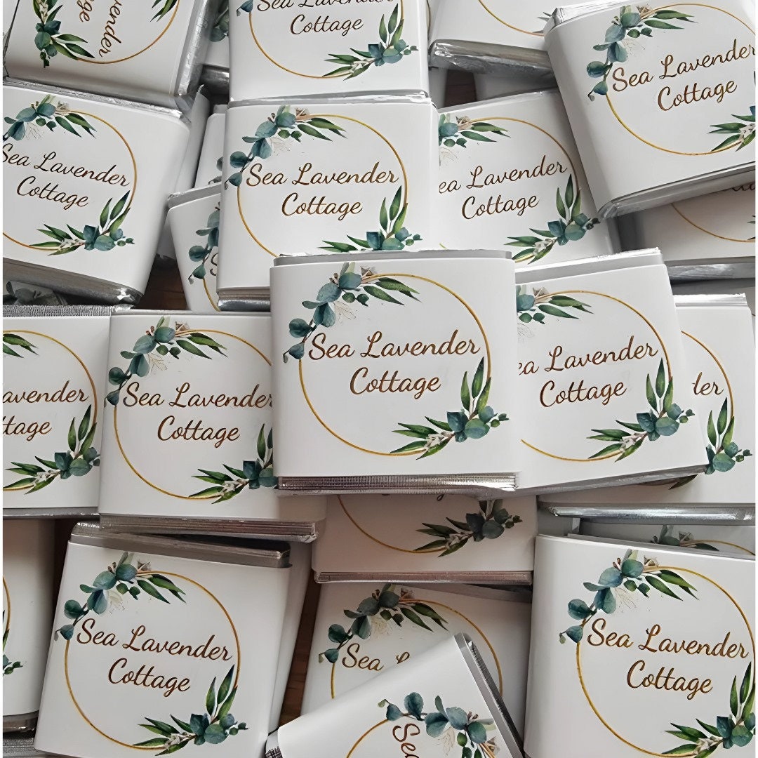 50 Personalised Chocolate Wedding Favours – Custom Chocolates, Green ...