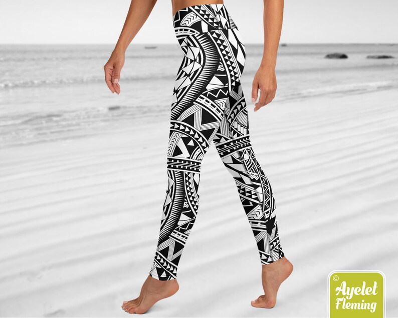Samoan Yoga Leggings Polynesian Tribal Yoga Clothes Black - Etsy