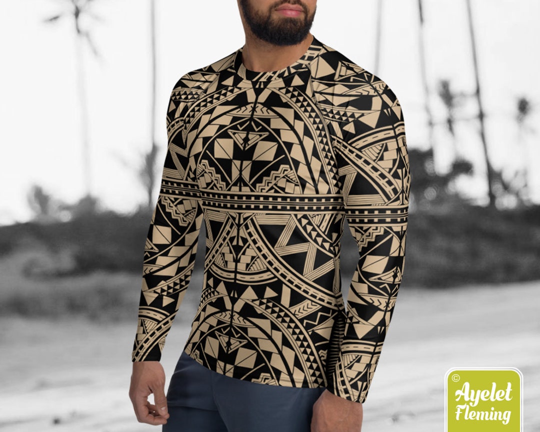 Polynesian Mens Rash Guard Surfer Shirt - Hawaiian Shirt Sports Wear ...