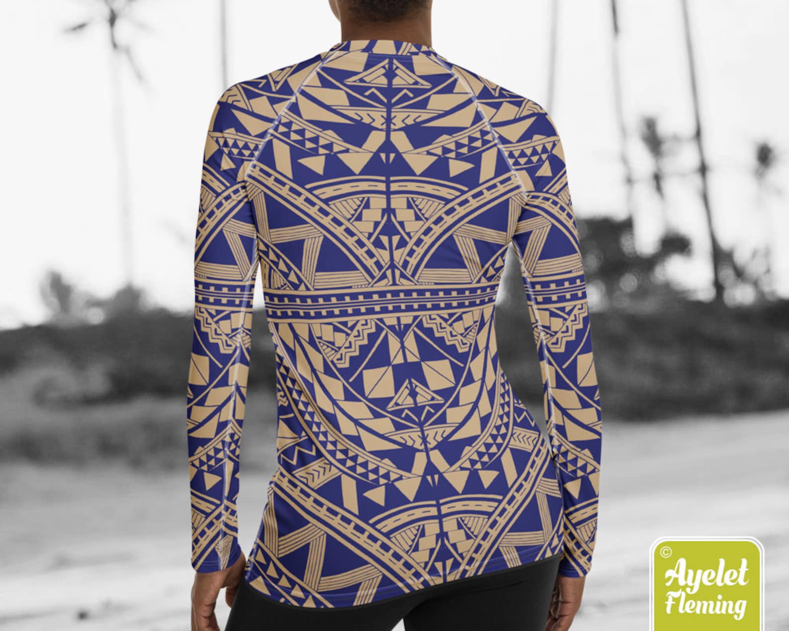 Polynesian Rash Guard Surf Swimwear - Hawaiian Shirt Women - All Over ...