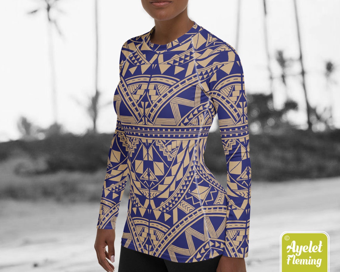 Polynesian Rash Guard Surf Swimwear - Hawaiian Shirt Women - All Over ...