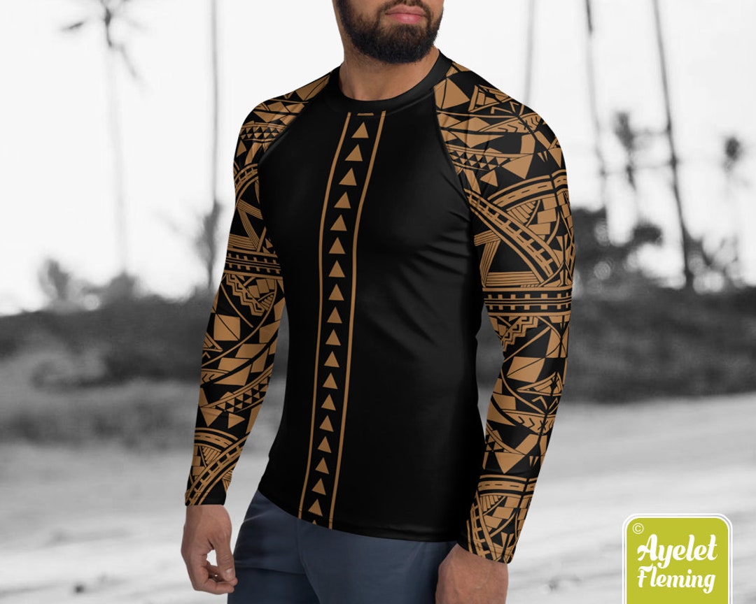Polynesian Mens Rash Guard Surfer Shirt Hawaiian Shirt Sports Wear ...