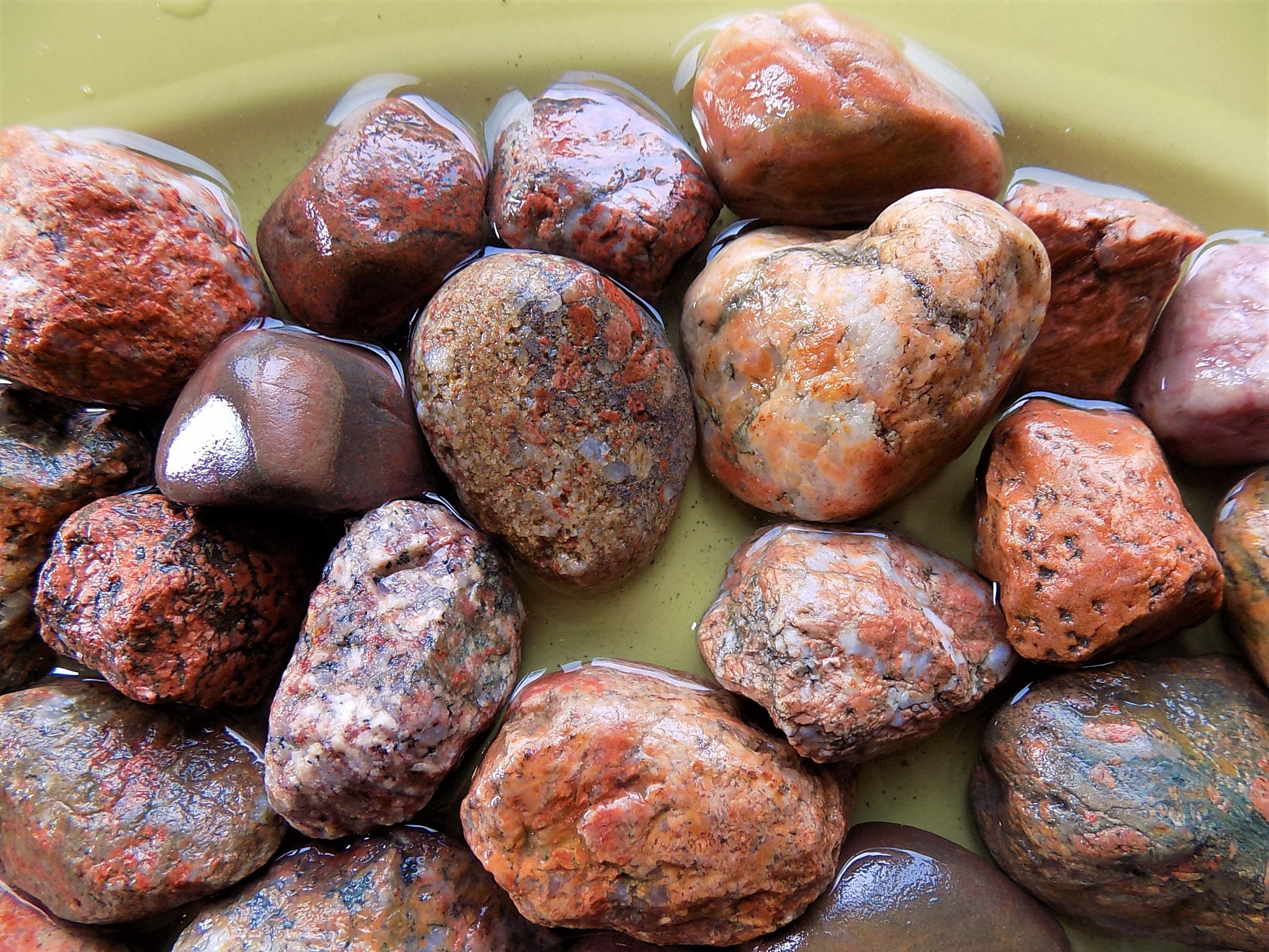 Medium Size, Rough, Michigan Red Stone Mix, Jasper, Unakite, Feldspar ...