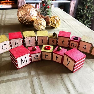 Merry Christmas, Toy Letter Blocks, Farmhouse, Wooden Blocks, Textured ...