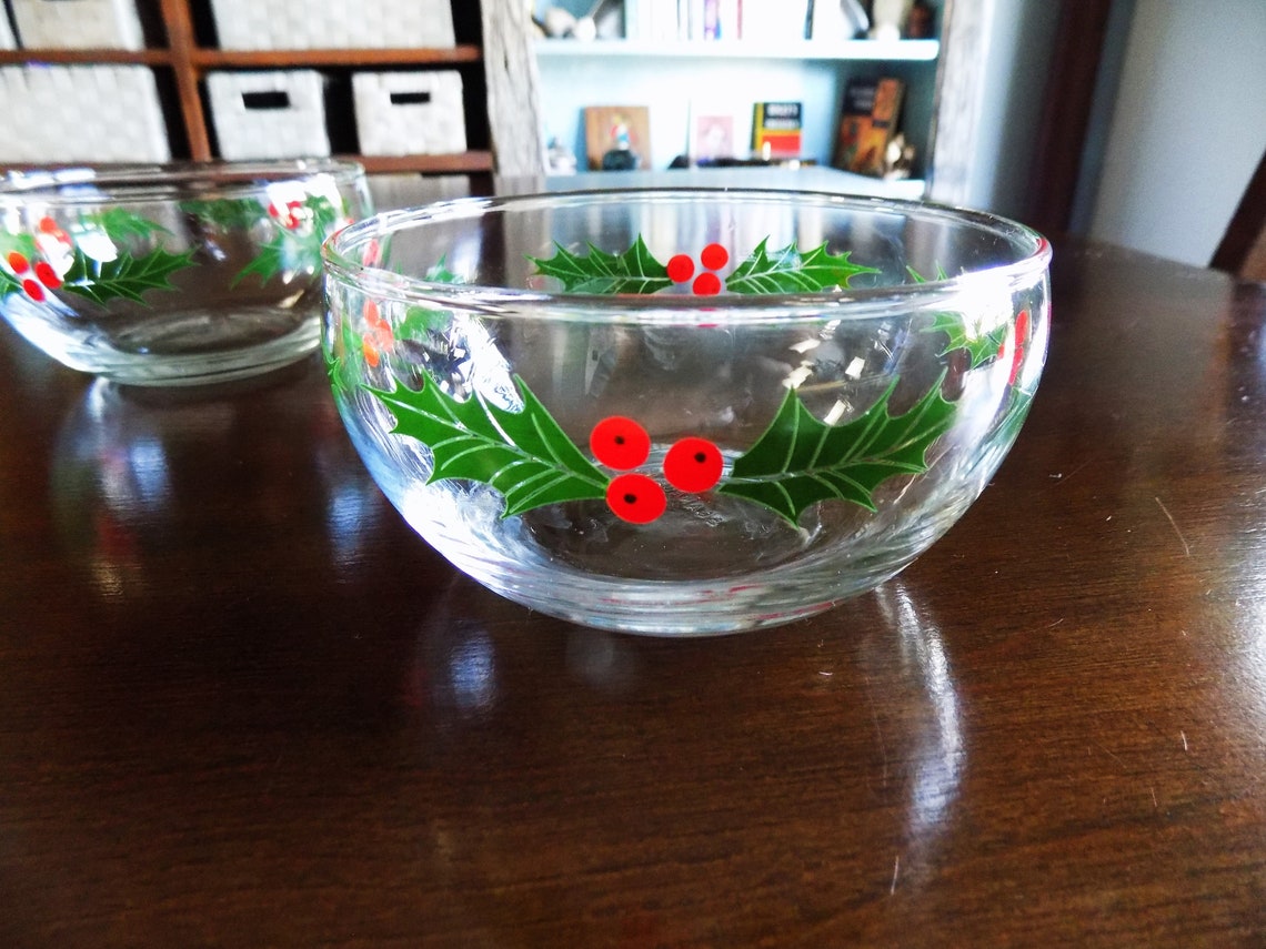 2 Libby Canada Small Glass Candy Dishes, Dessert Bowls, Christmas ...