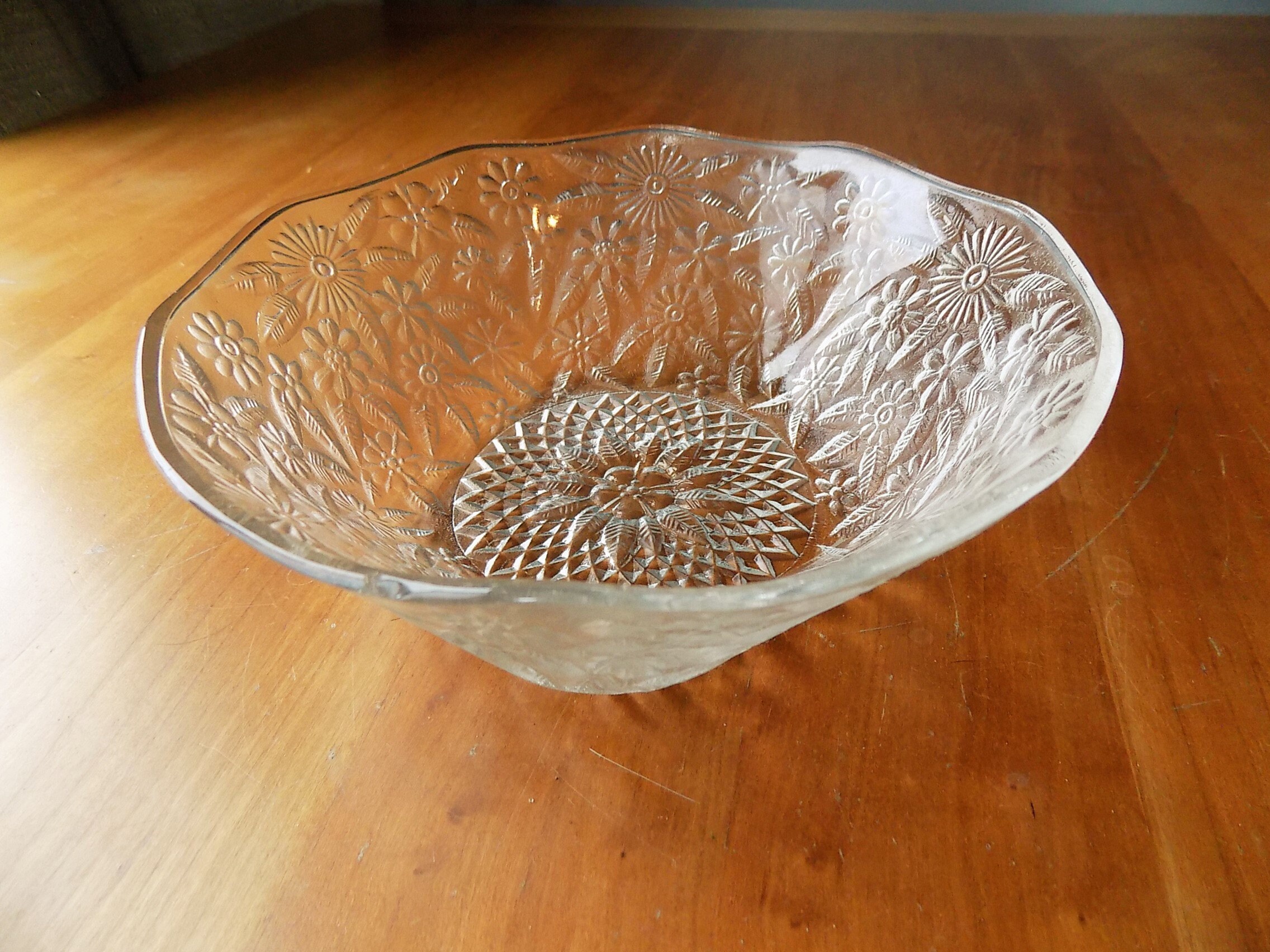 INDIANA DEPRESSION PINEAPPLE and Floral Pattern 618 Clear Crystal Bowl ...