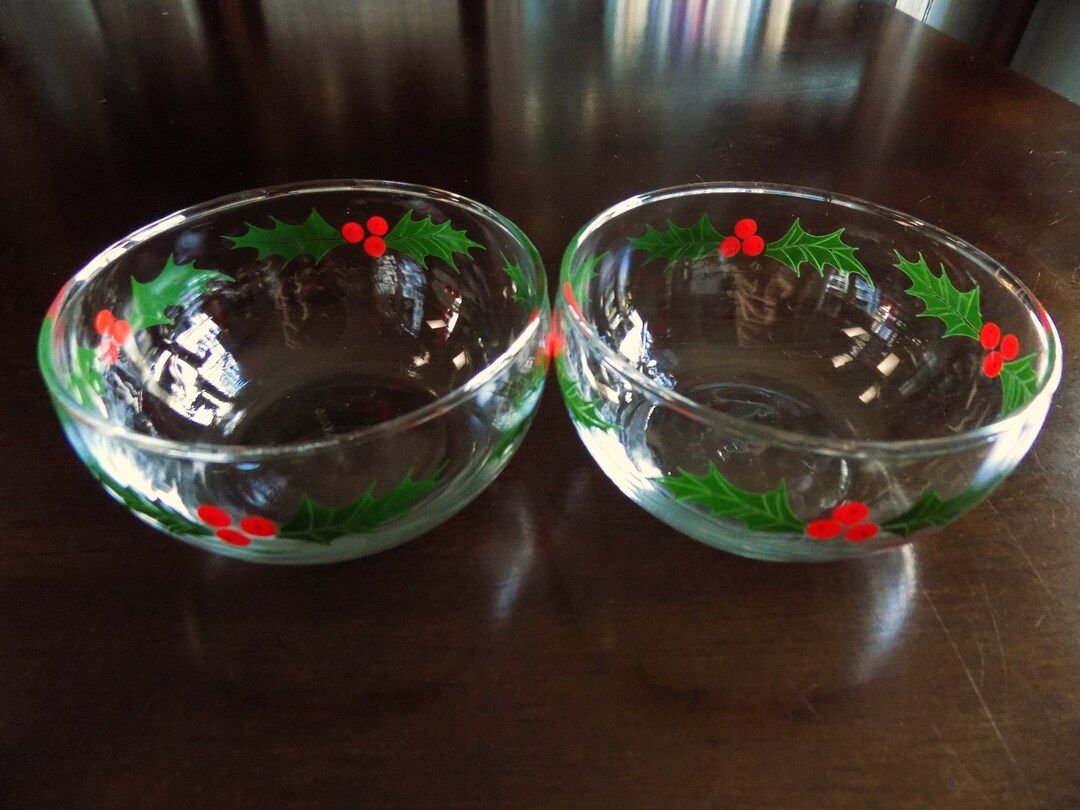 2 Libby Canada Small Glass Candy Dishes, Dessert Bowls, Christmas ...