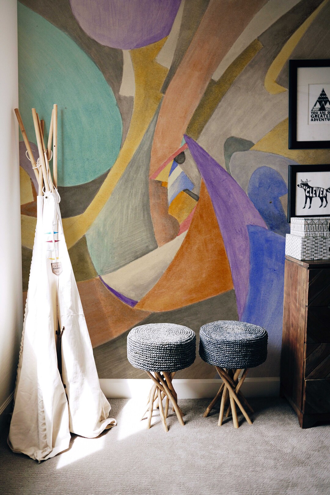 Colored Rhythm Study for The Removable Wallpaper Wall Mural - Etsy Israel