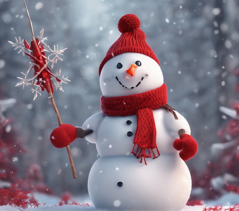 Cute Snowman Carrying A Snowflake - Etsy
