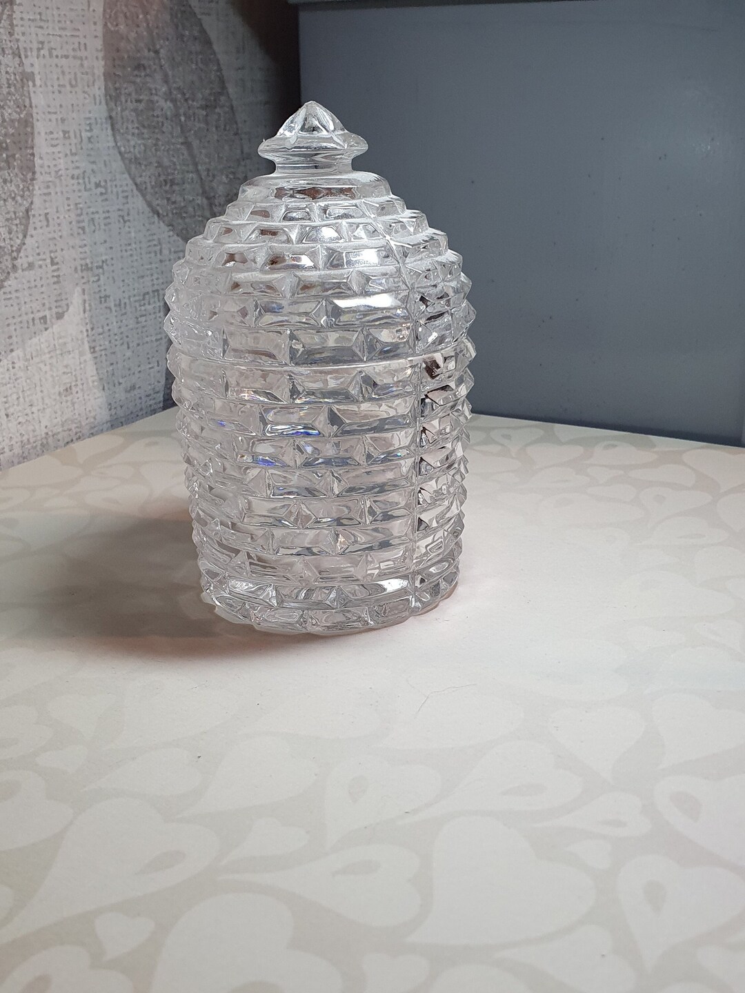 Vintage Cut Glass Container - Etsy UK