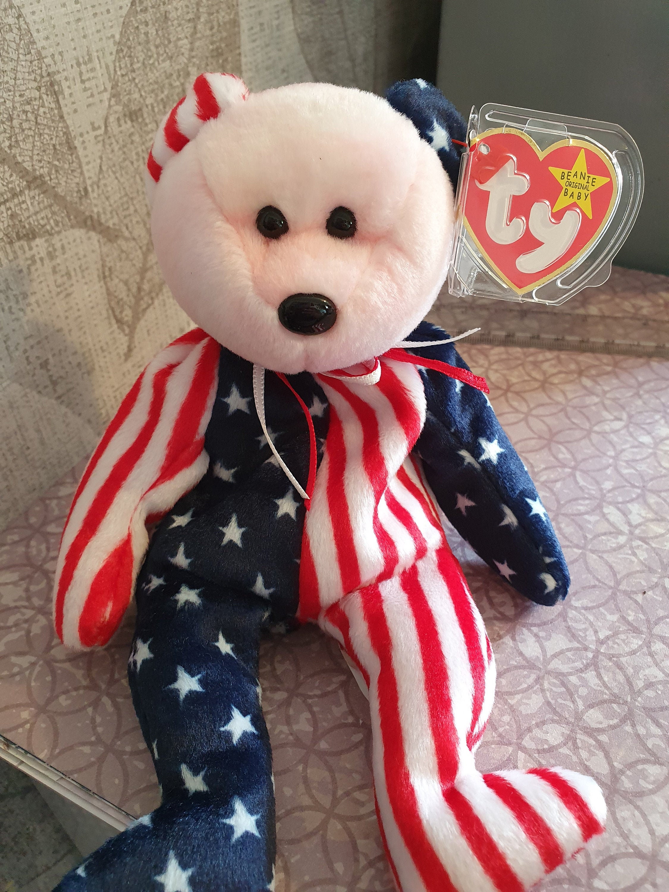 Ty Beanie Babies Collection Spangle USA Bear With Pink Face - Etsy UK