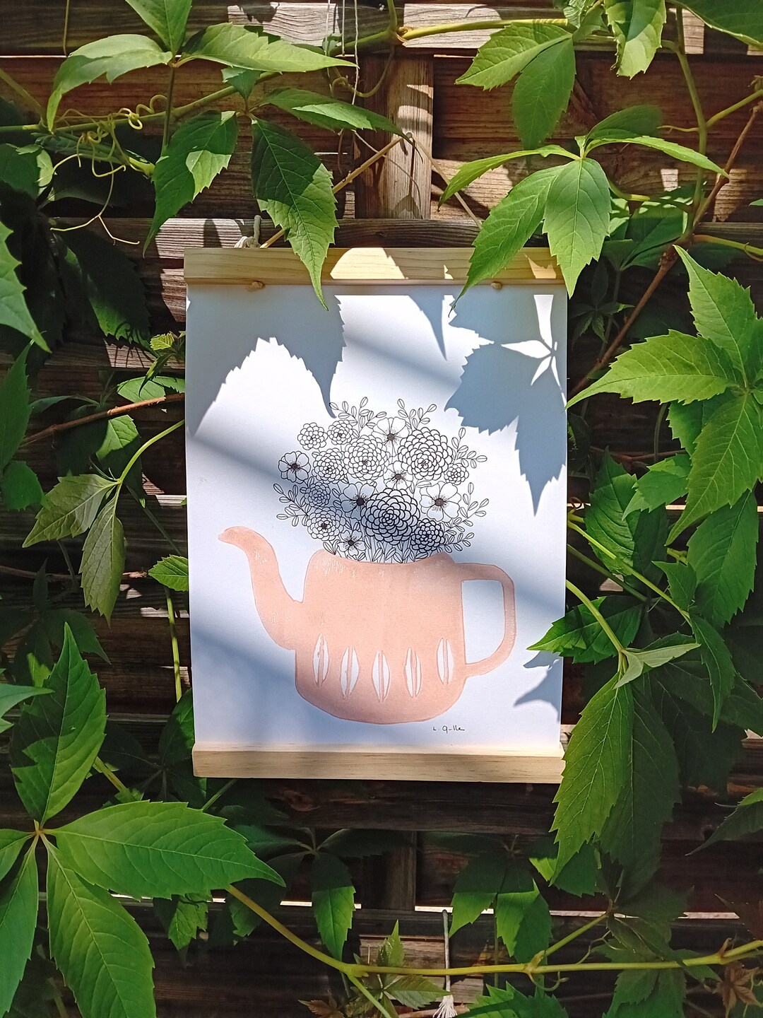 Linocut and Tea Rose Drawing - Etsy