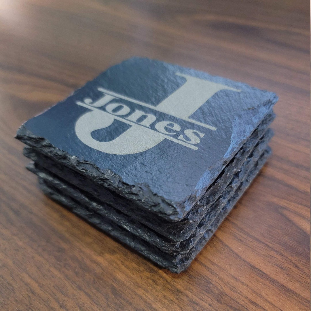 Custom Engraved Slate Coasters, Set of 4 - Etsy