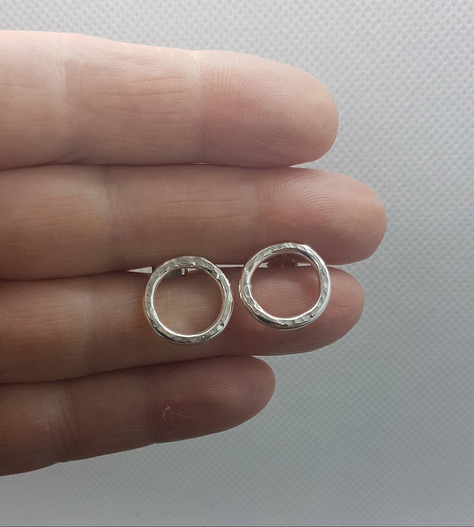 Silver Circle Studs Handmade Silver Stud Earring Hammered - Etsy UK