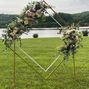80" Rhombus Diamond Metal Arch for Events, Gold Color, Wedding Frame ...