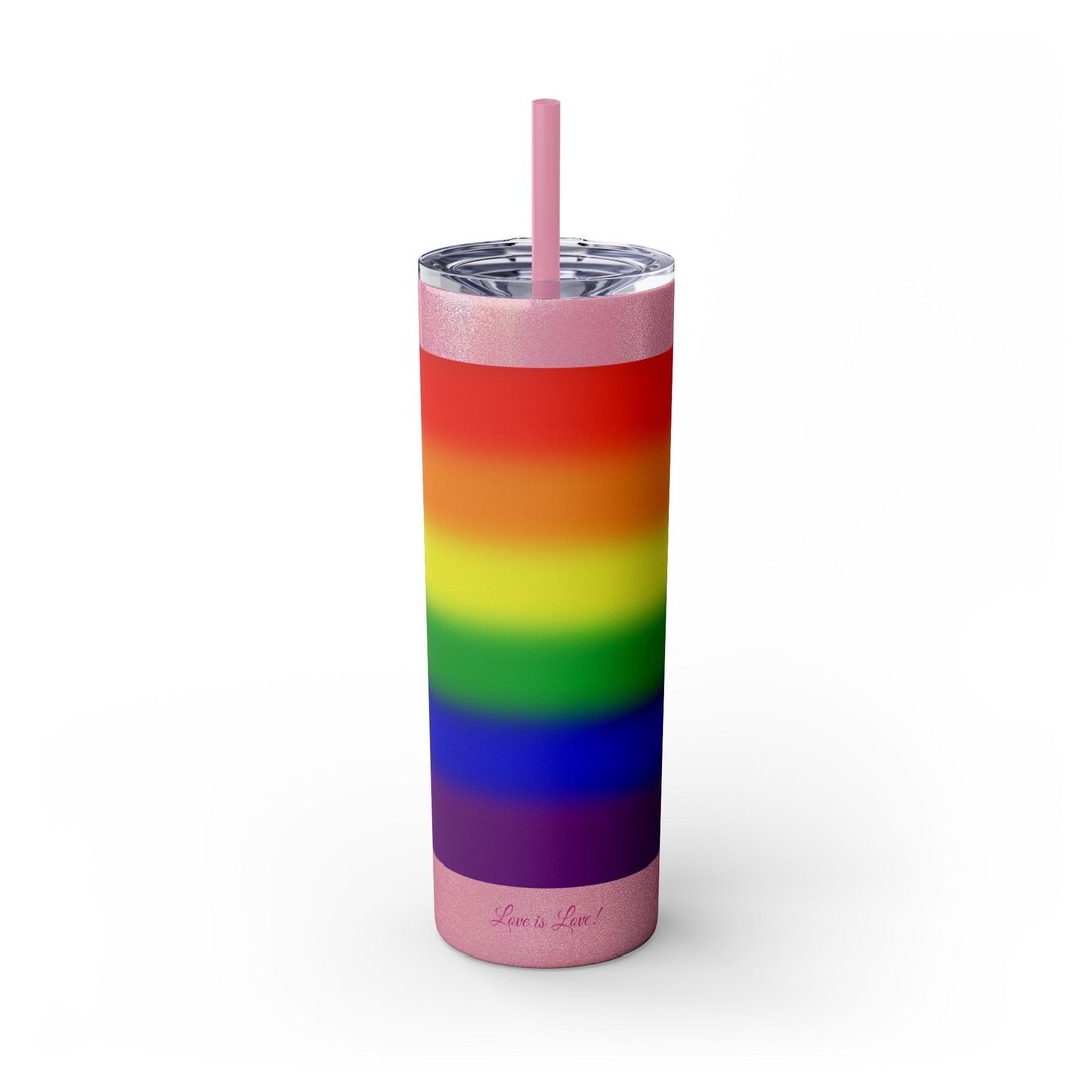 Pretty Posh Things Pride 2024 Glitter Skinny Tumbler With Straw, 20oz ...