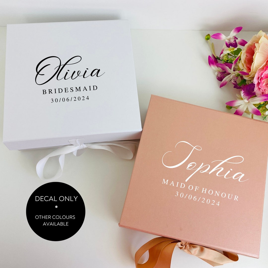 VINYL DECAL ONLY, Gift Box Sticker, Bridal Party Proposal Box, Name ...