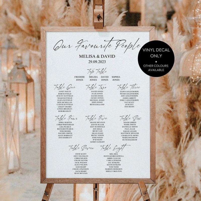 Seating Chart Decals - Etsy