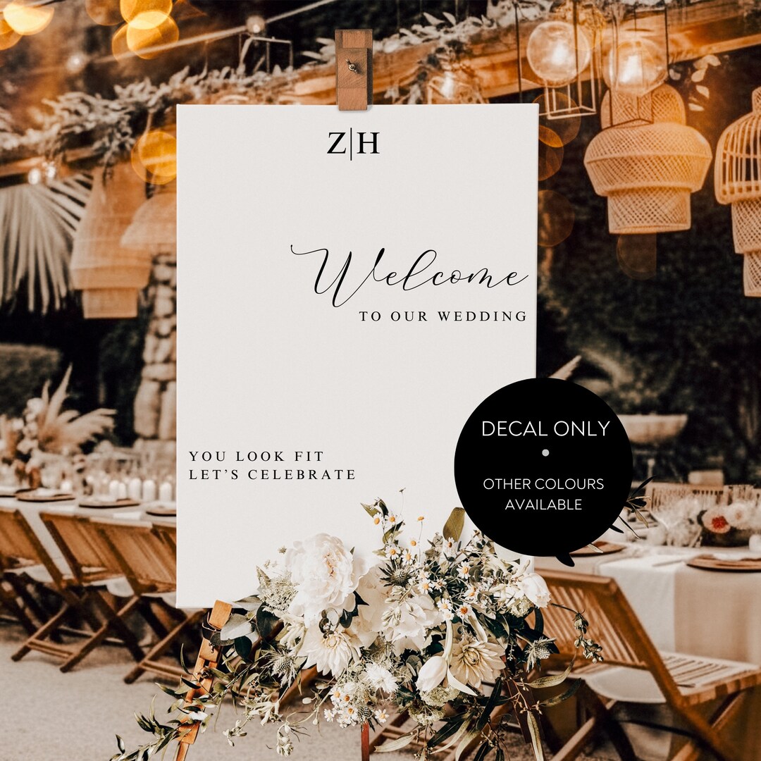 Wedding Welcome Sign Vinyl Decals, Personalised Wedding Mirror Lets ...