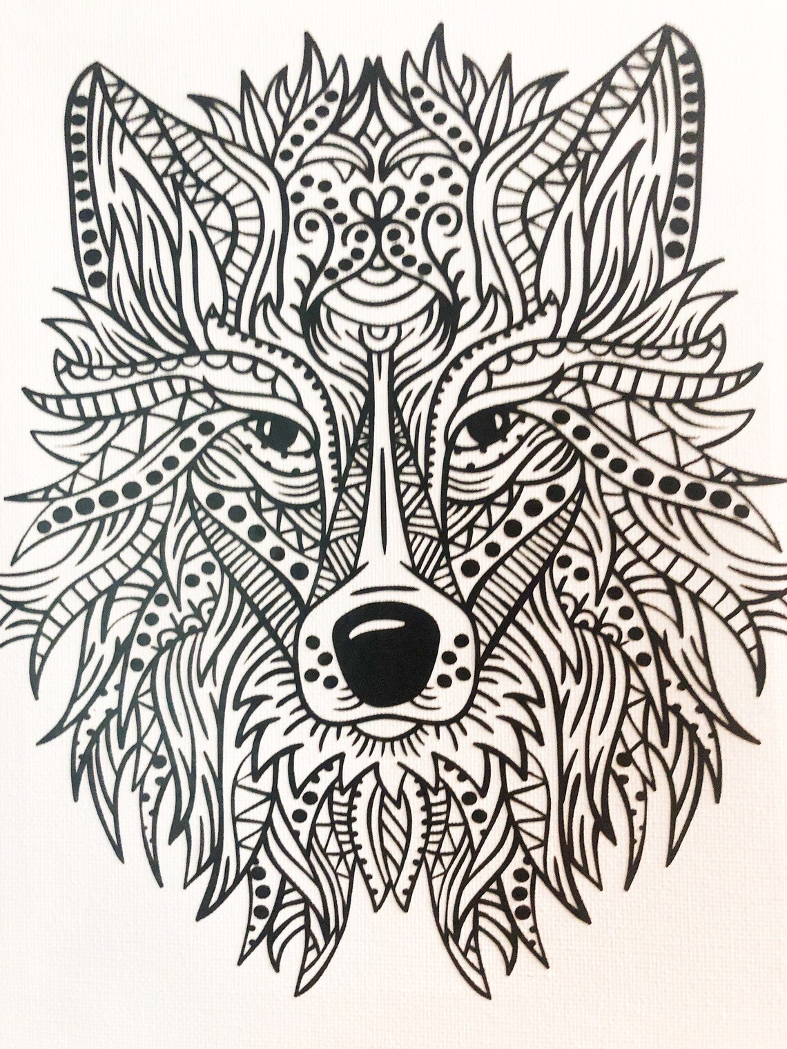 Imagen del lobo mandala imagen de lienzo arte de vinilo | Etsy