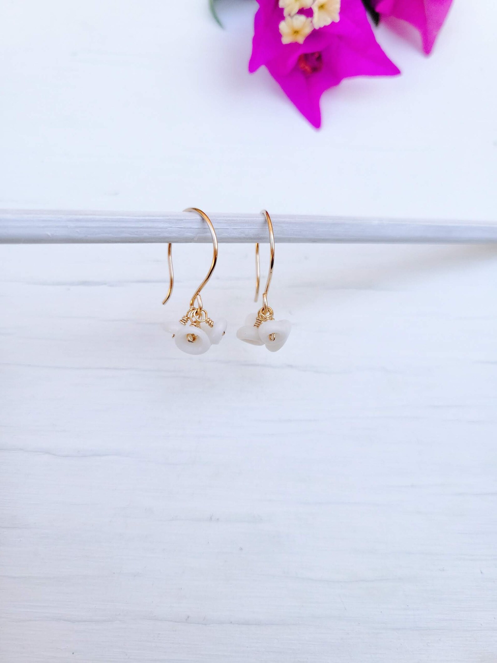 Hawaiian Puka Shell Tiny Flowers Earrings, Dangle Earring - Etsy