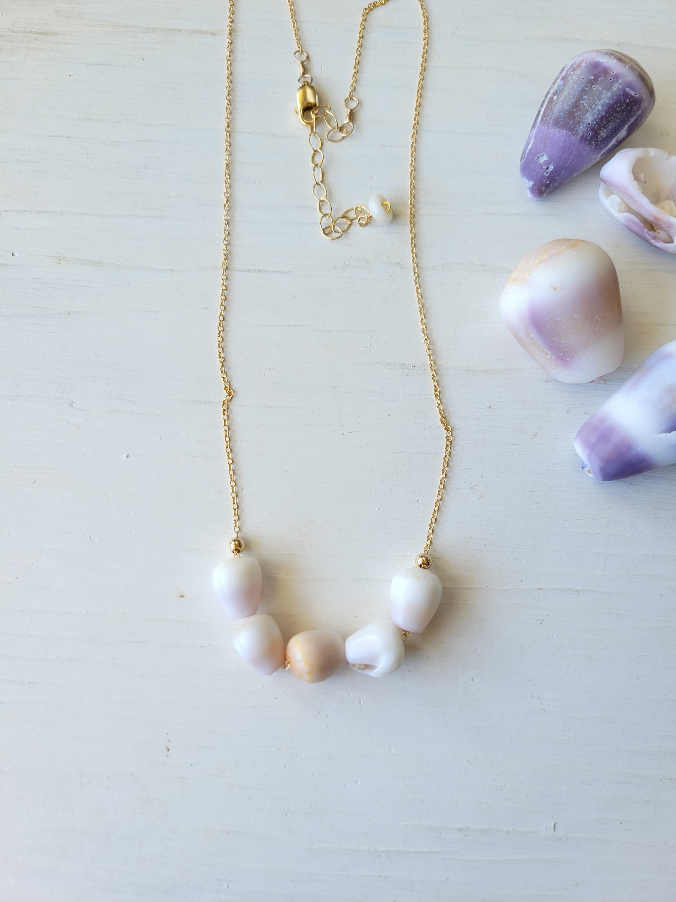 Hawaiian Cone Shell Floating Necklace, 14k Gold Filled Shell Necklace ...