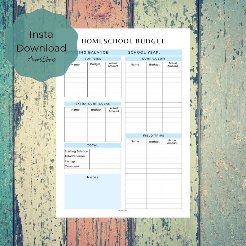 Homeschool Budget Printable, Simple Budget Tracker, Expense Tracker ...