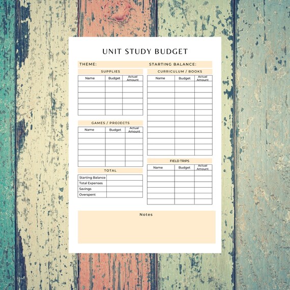 Unit Study Budget Printable Homeschool Planner Expense | Etsy