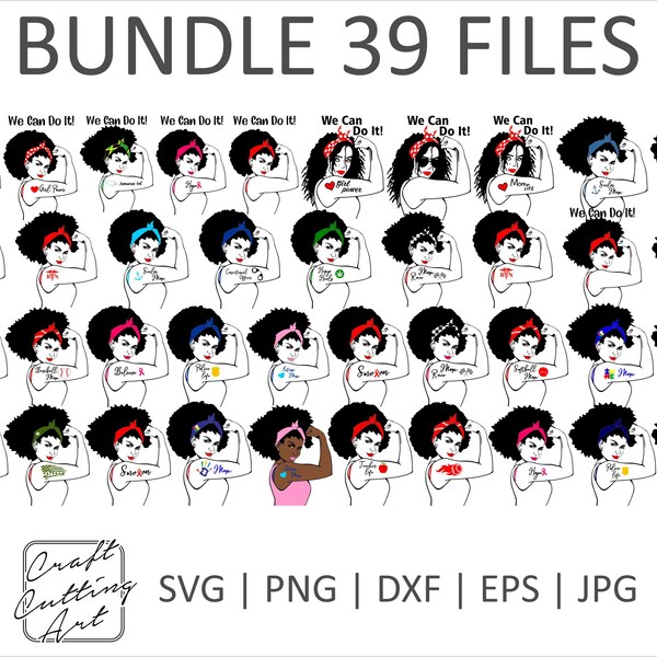 Black Rosie the Riveter Svg - Etsy