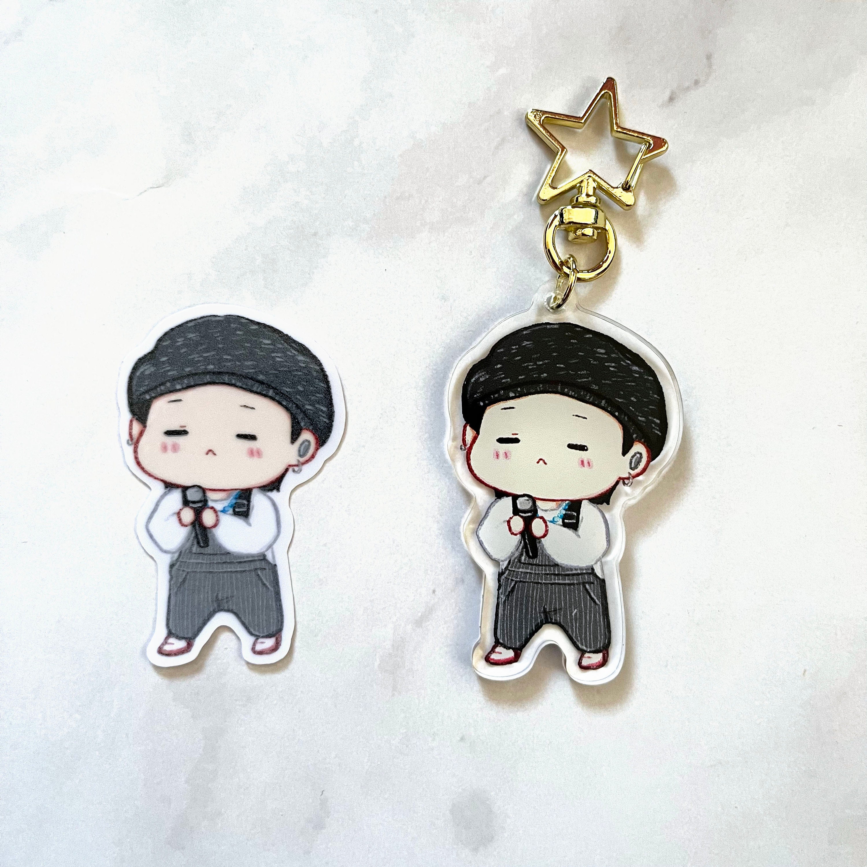 BTS Dungarees Yoongi SUGA Keychain Keyring Charm & Sticker - Etsy UK