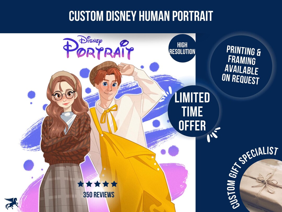Custom Disney Human Portraits, Personalized Disney-style Illustrations ...
